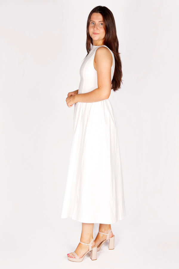 Allison White Maxi Flare Dress - White Lemon